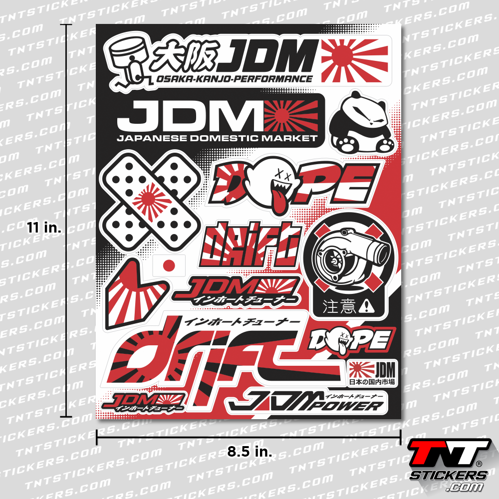 JDM Logos Vinyl Sticker Sheet | Japan Import Car Racing Turbo Drift ...