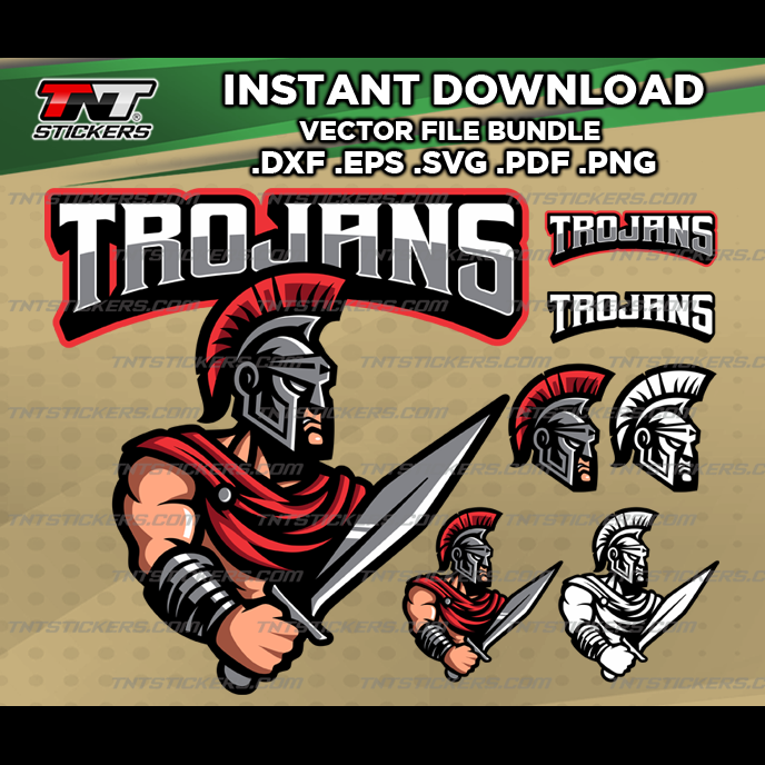 TROJANS Team Mascot Design VECTOR FILE BUNDLE | svg | eps | png | pdf ...
